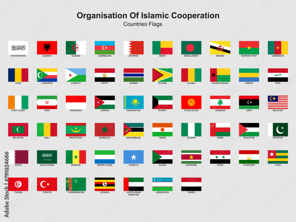 Organization of Islamic Cooperation Countries Flags pack. Islamic ...