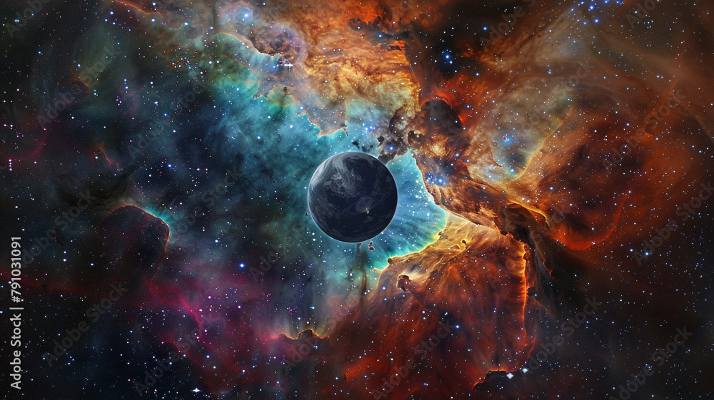 The breathtaking spectacle of a nebula, awash with colors, serving as ...