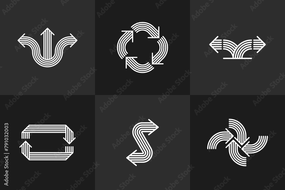 Concept arrows vector logos set isolated, double arrows symbol ...
