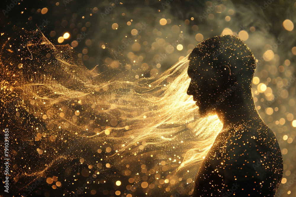 Shoot a series of images showing a human figure gradually transforming ...