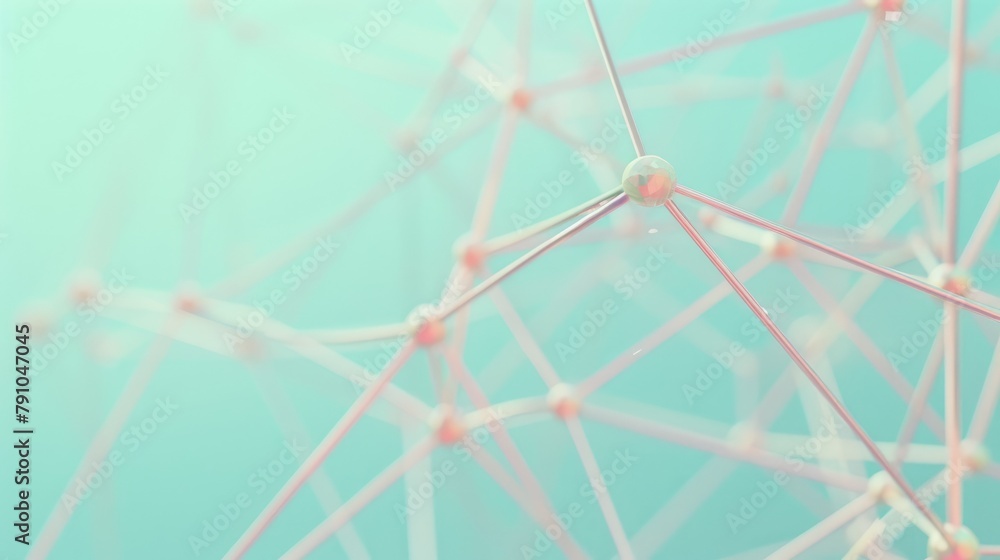 Abstract network connections with pastel nodes and delicate lines on a ...