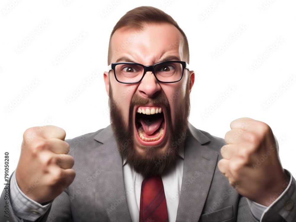 man in a suit and tie stands with his fists up in a defensive stance ...