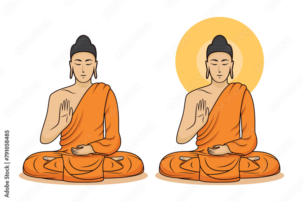 Symbols of Buddhism with Gautama Buddha the founder of Buddhism with ...