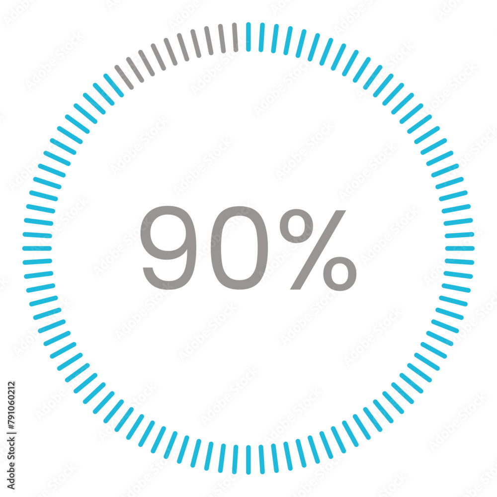 90% Loading. 90% circle diagrams Infographics vector, 90 Percentage ...