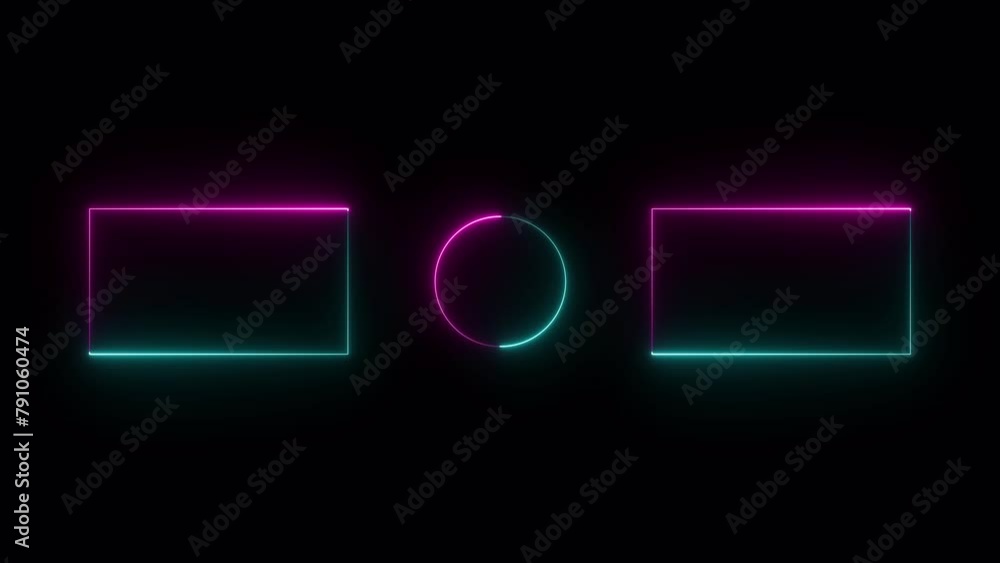 Neon looped light frame for game streaming video on a transparent ...