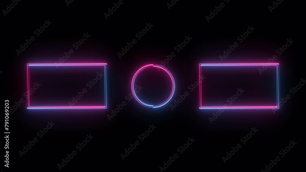 Neon looped light frame for game streaming video on a transparent ...