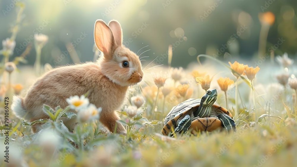 Kiki the rabbit joyfully bounds through the meadow spotting Kuro the ...