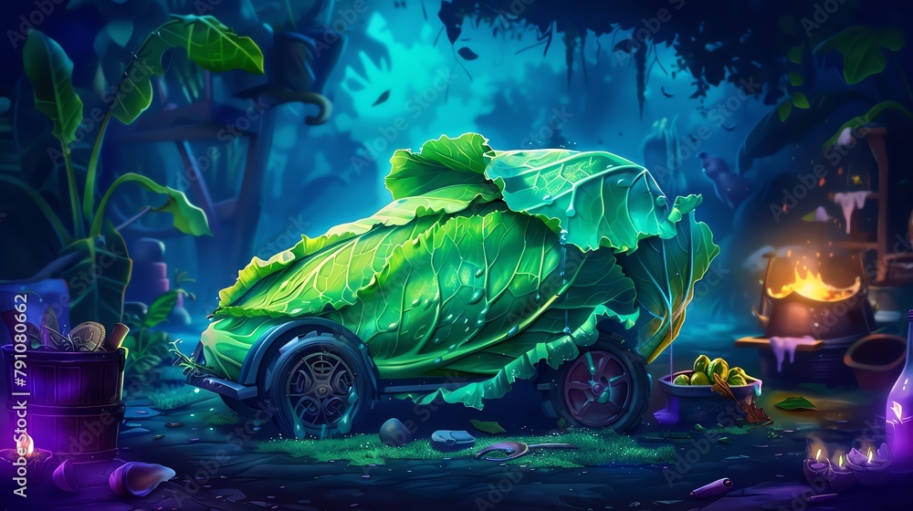 Through a splitscreen composition, the cabbage cars transformation from ...