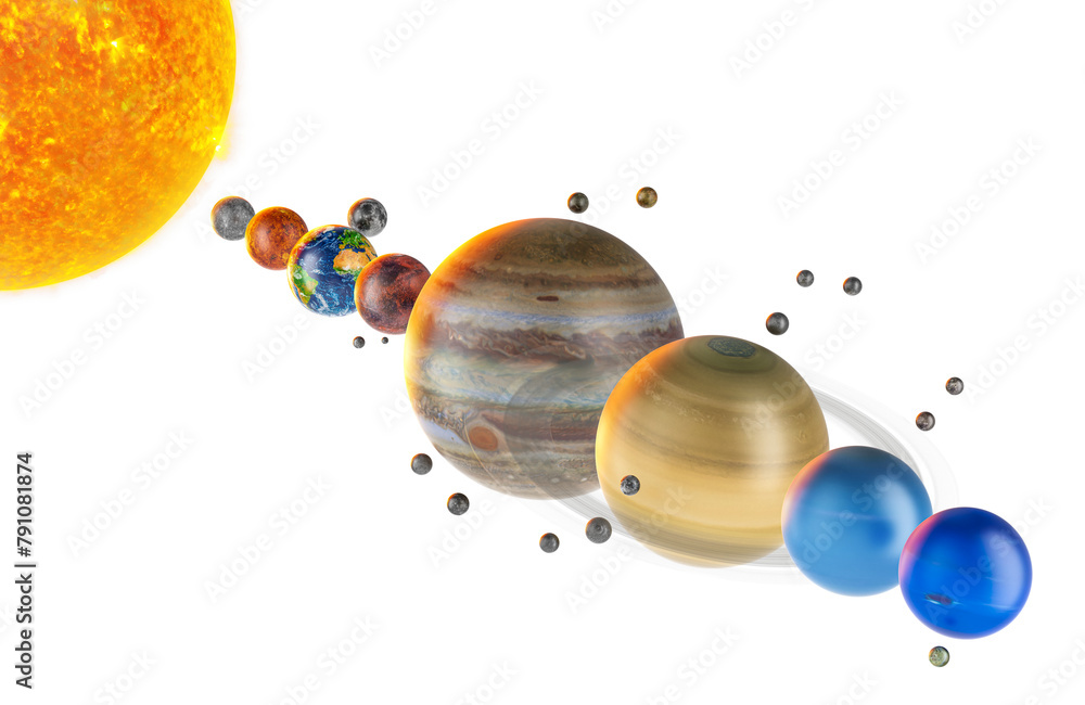 Parade of planets, appulse concept. Planets of Solar system with ...