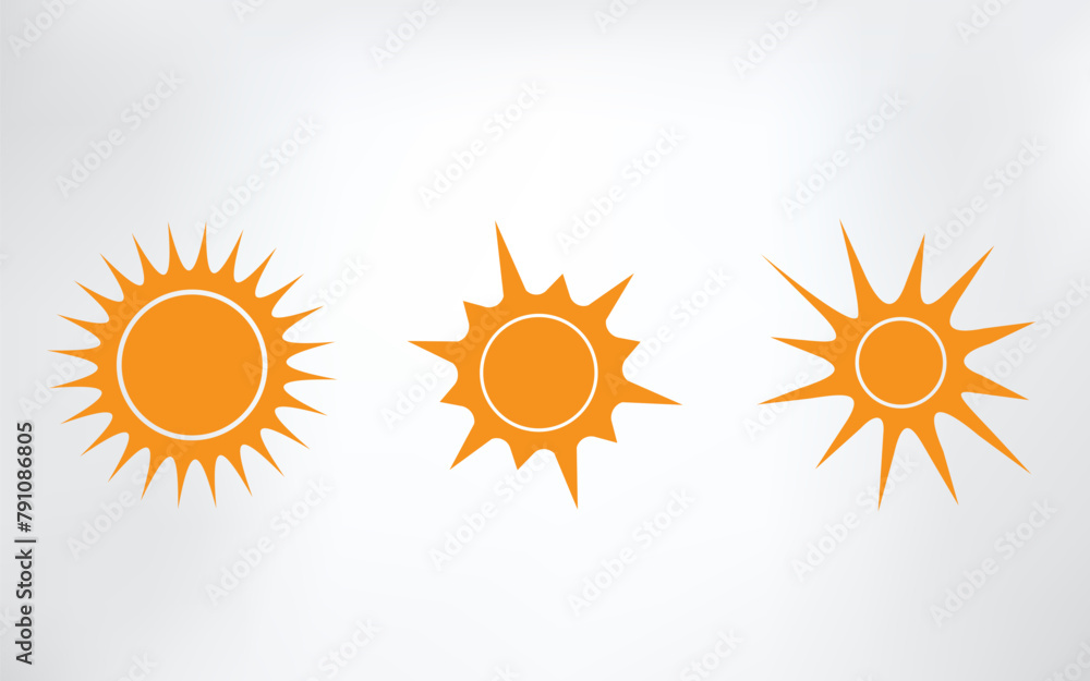 Sun icon set of 3, the source of light symbol. Sunlight, sunrise ...