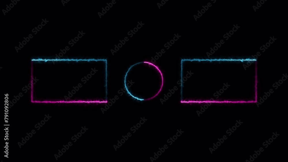 Neon looped light frame for game streaming video on a transparent ...