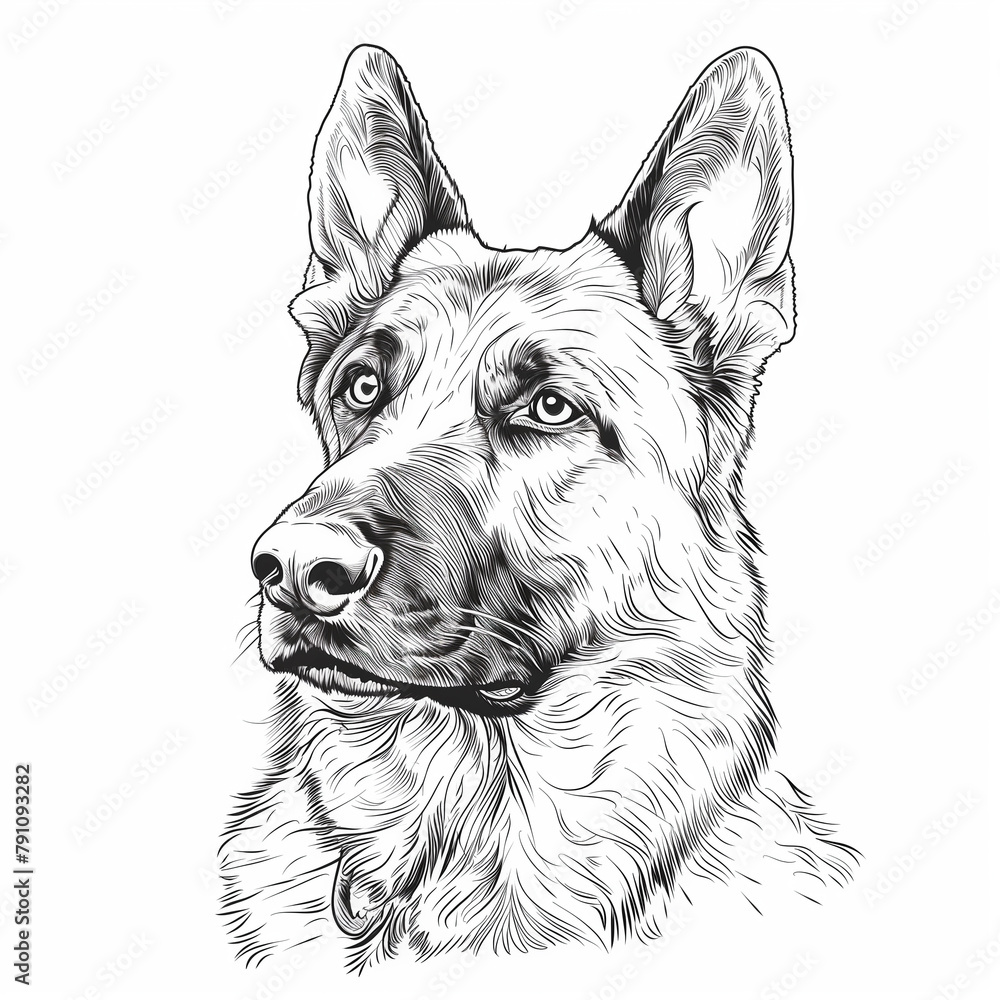 beautiful portrait of a german shepherd, isolated on a white background ...