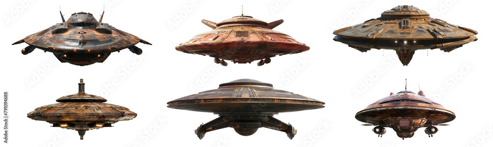 Collection of detailed alien spacecraft designs cut out png on ...