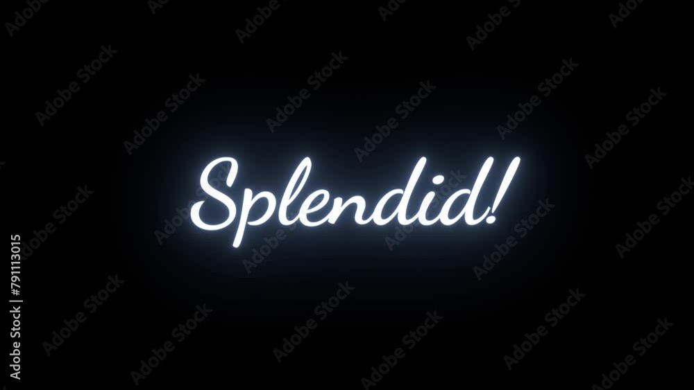 Splendid word neon blue color lights up with Popup movement and ...