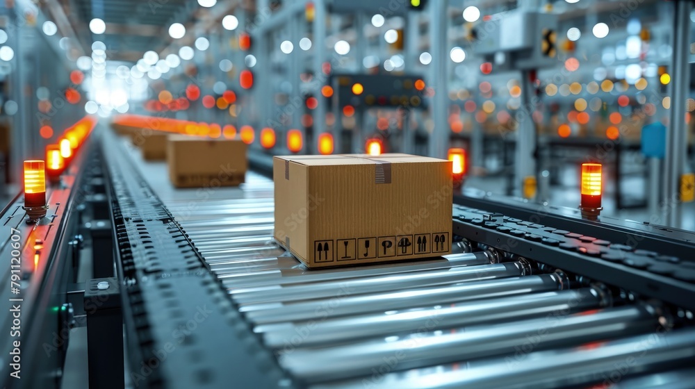 Automated checkpoints verifying product quality in factories Stock ...