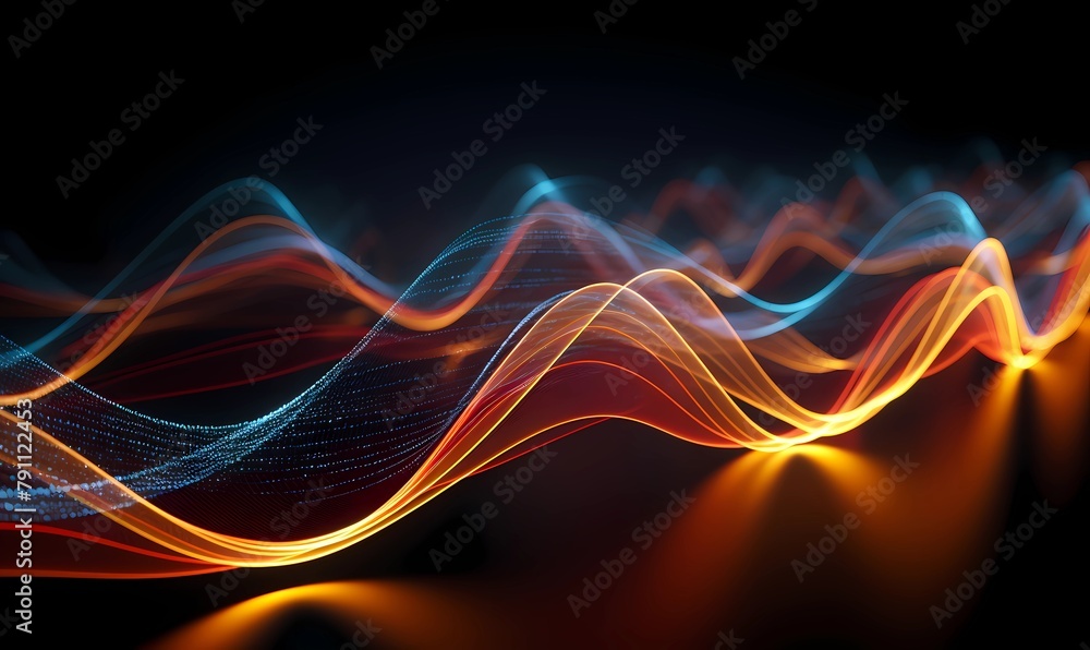 Futuristic abstract background with glowing waves. 3d audio soundwave ...