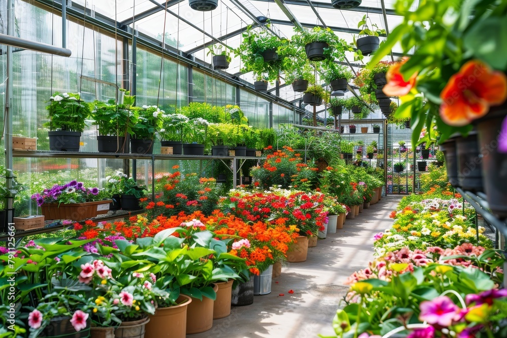 Well-maintained garden center showcases a vast selection of flowering ...