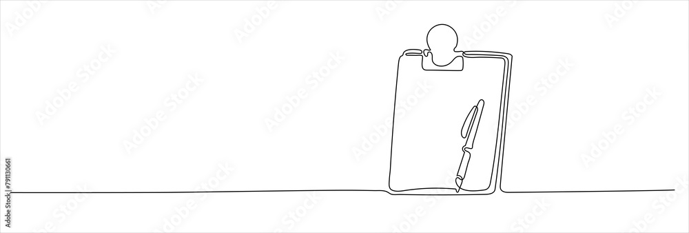 Editable stroke of clipboard in one continuous line drawing. To do list ...