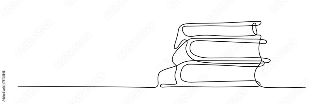 stacks of books shape drawing by continuos line, thin line design ...