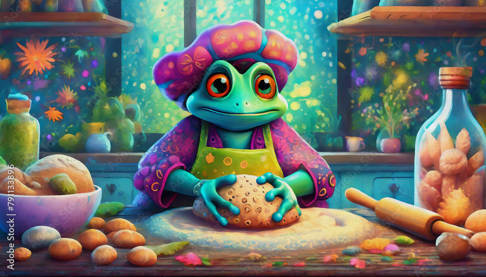 oil painting style cartoon character illustration Multicolored An ...