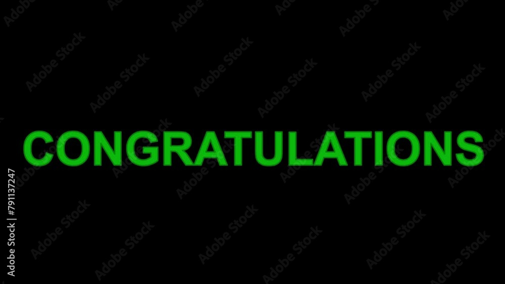 video animation green congratulation text word, on a transparent ...