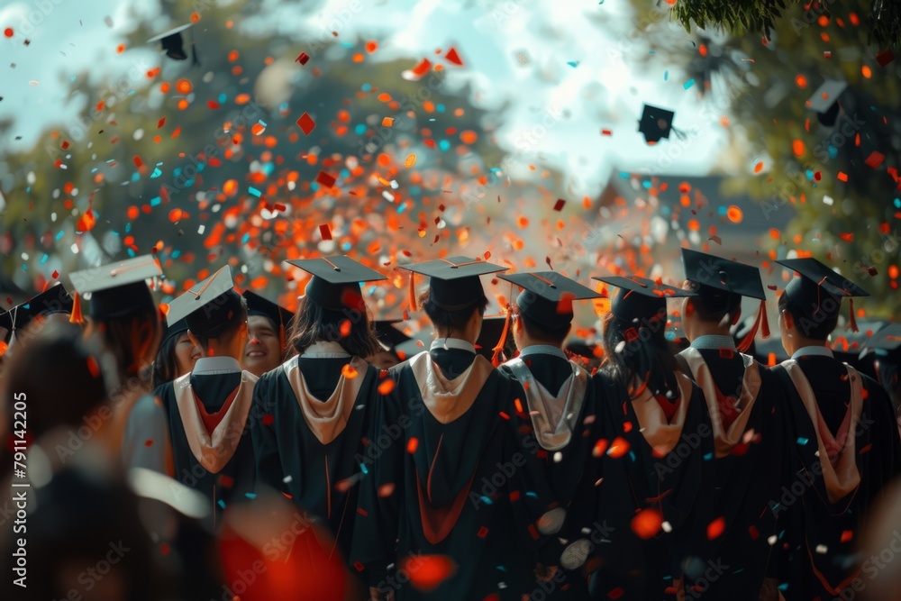 Happy university students graduation bachelors degree master phd campus ...