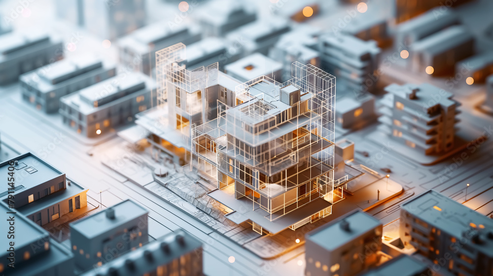 3D house architecture model, home building plan and blueprint. Wall Art ...