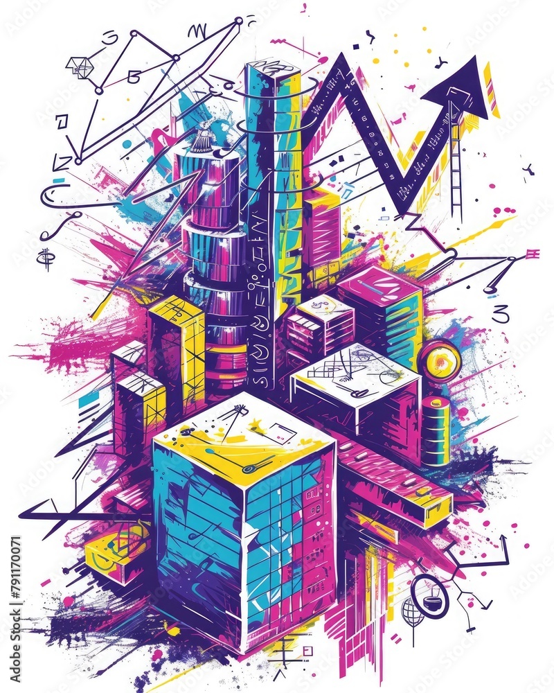 Intriguing abstract depiction of urban gravity, where bustling city ...