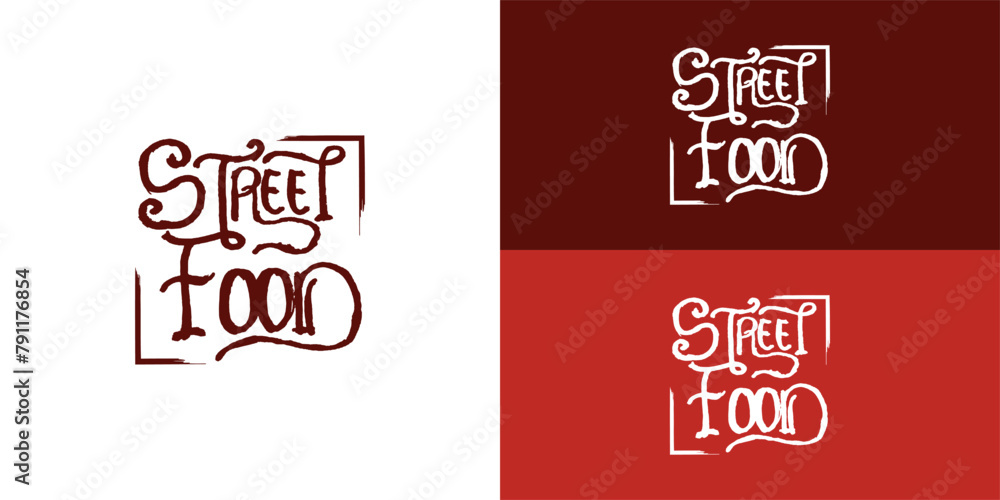 Street Food Chalk Handwriting Typography for Restaurant Cafe Bar logo ...