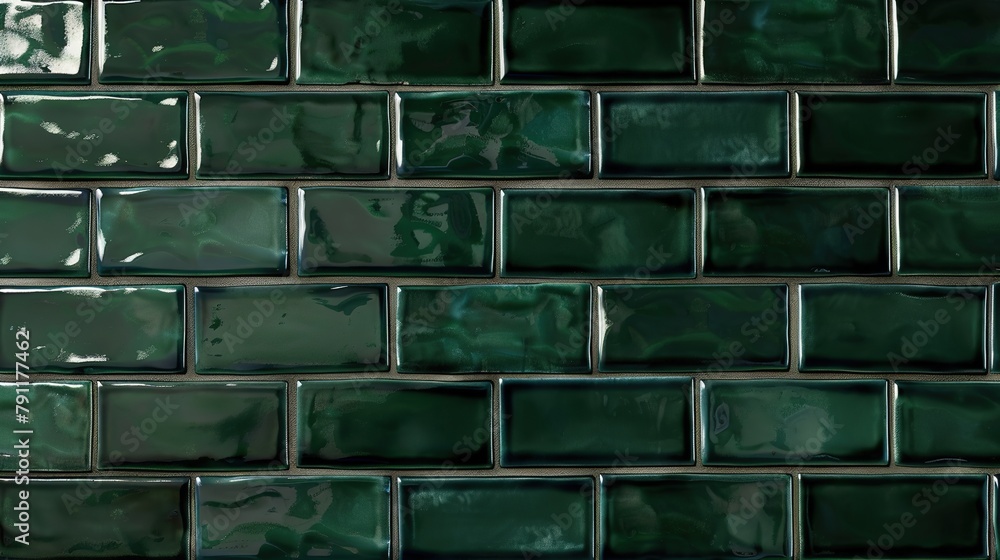 Dark green brick subway tiles ceramic wall texture wide tile background ...
