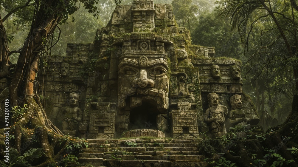 Fotografie, Obraz Ancient pre-Columbian indigenous temple lost in the ...