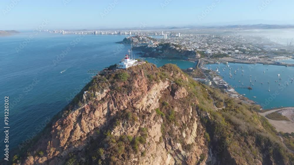 A stunning aerial perspective captures Mazatlan's iconic lighthouse ...
