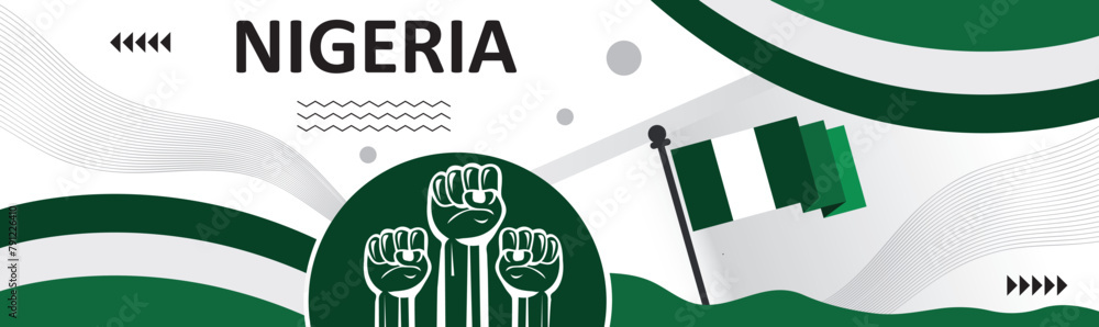 Nigeria national day banner with Nigerian flag colors background ...