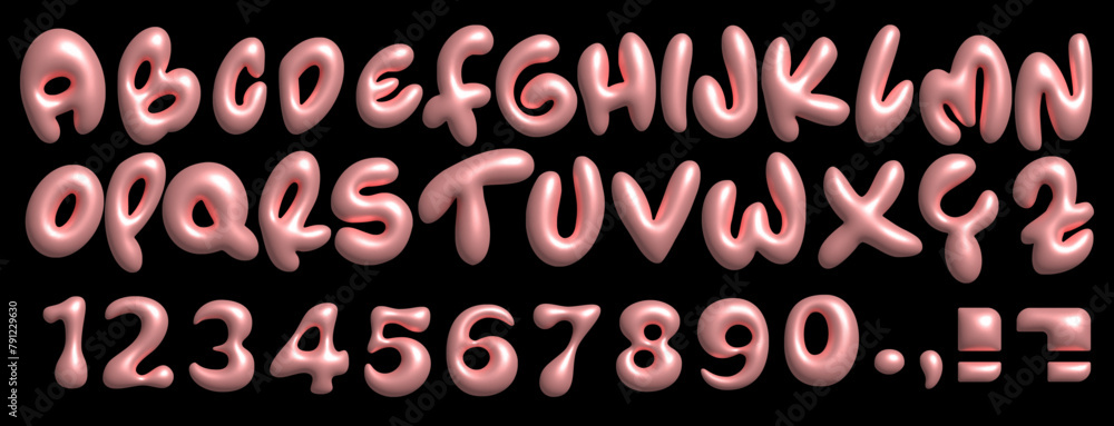 Baloon 3D pink bubble font in Y2K style. Playful design inspired by ...