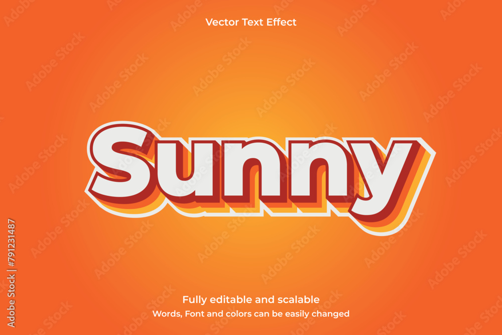 Retro Text Sunny. Orange Vintage Text Effect. old school text effect ...