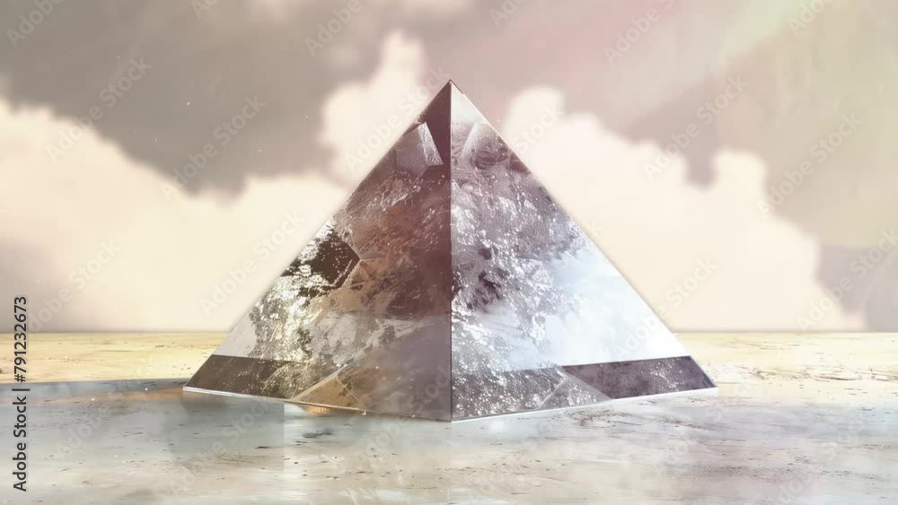 realistic render of a pyramidal cone shape. seamless looping overlay 4k ...