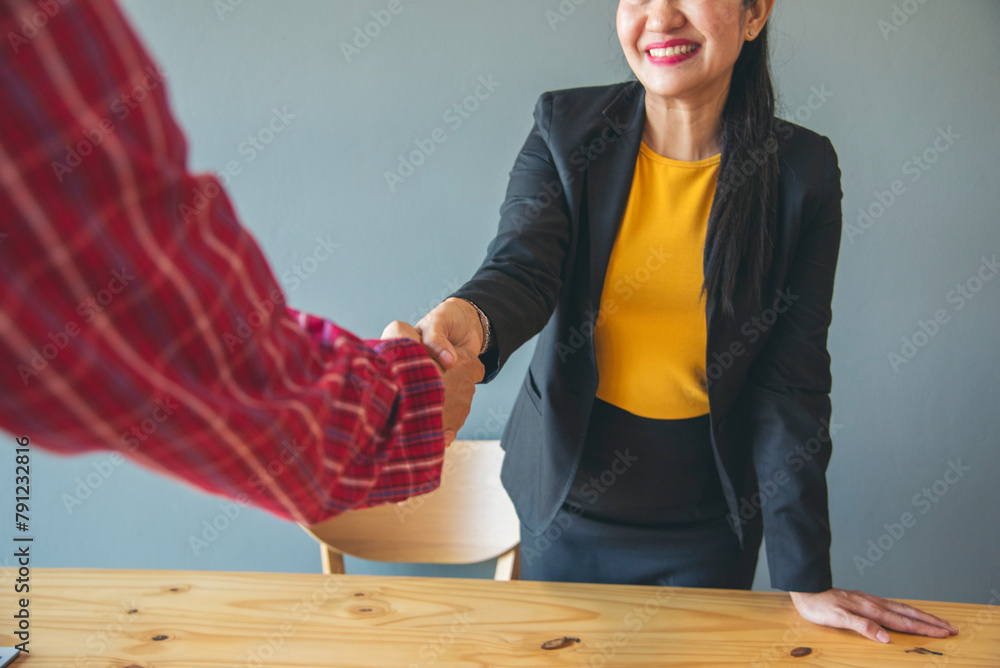 Banner Trust honesty business customer handshake together promise partner. Panorama Businessman ...