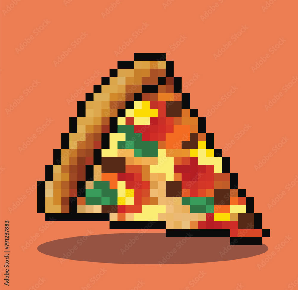 Pizza in 8 bit pixel art. Pizza pixel in vector. Stock Vector | Adobe Stock