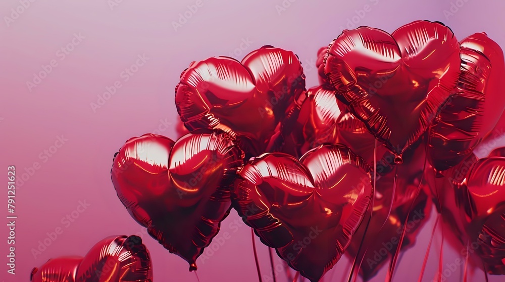 Reflective Heart-Shaped Balloons Cluster with Floating Accents Stock ...