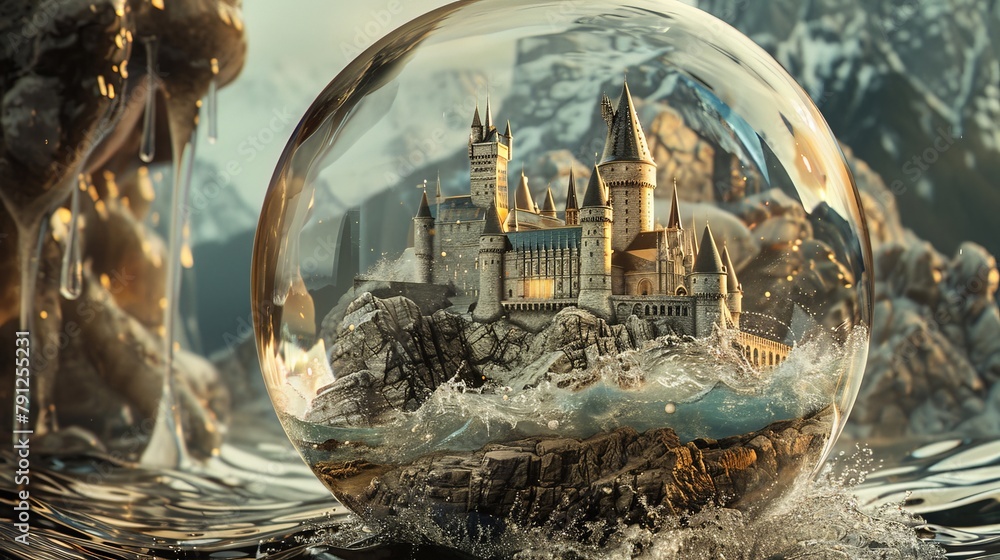 Enveloped by the transparent walls of the goblet, the castle casts a ...