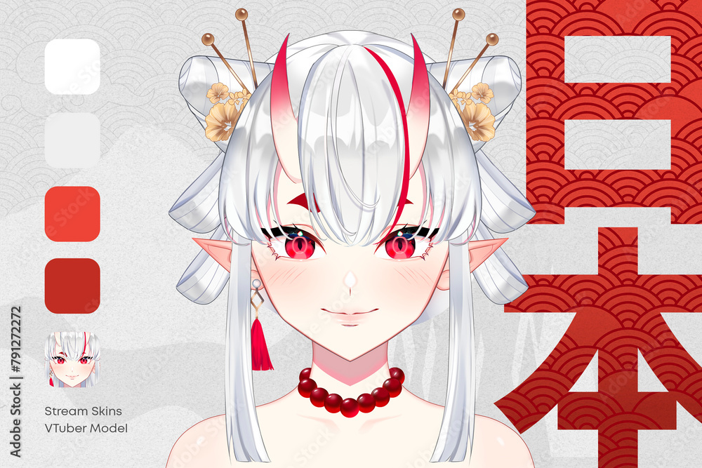 color palette for Japanese vtuber model with visual identity. design ...
