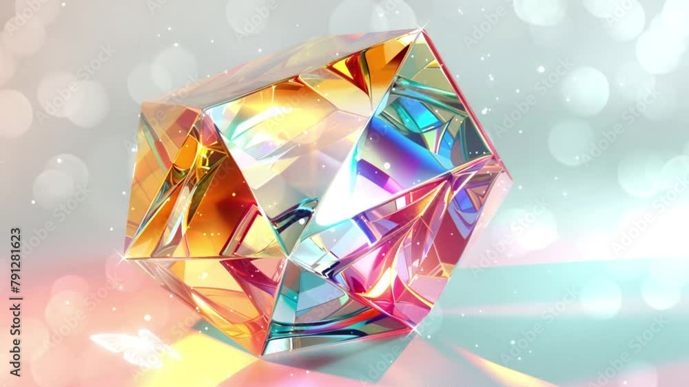 realistic render of an irregular polyhedron shape prism. seamless ...