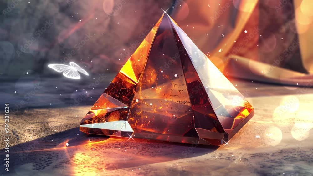 realistic render of an irregular tetrahedral shape. seamless looping ...