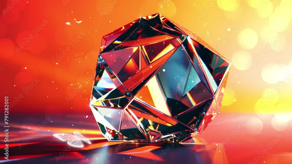 realistic render of an irregular polyhedron shape. seamless looping ...