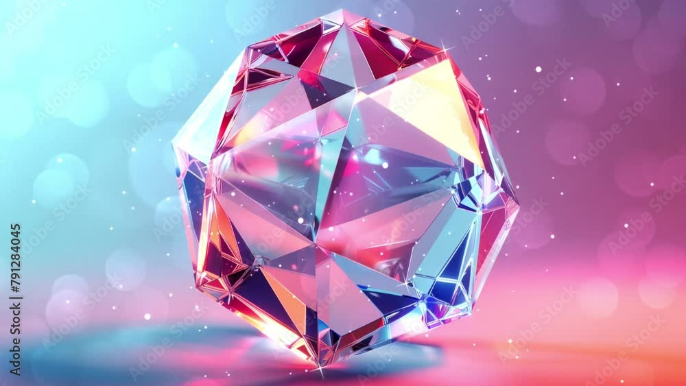 realistic render of a symmetrical polyhedral shape. seamless looping ...