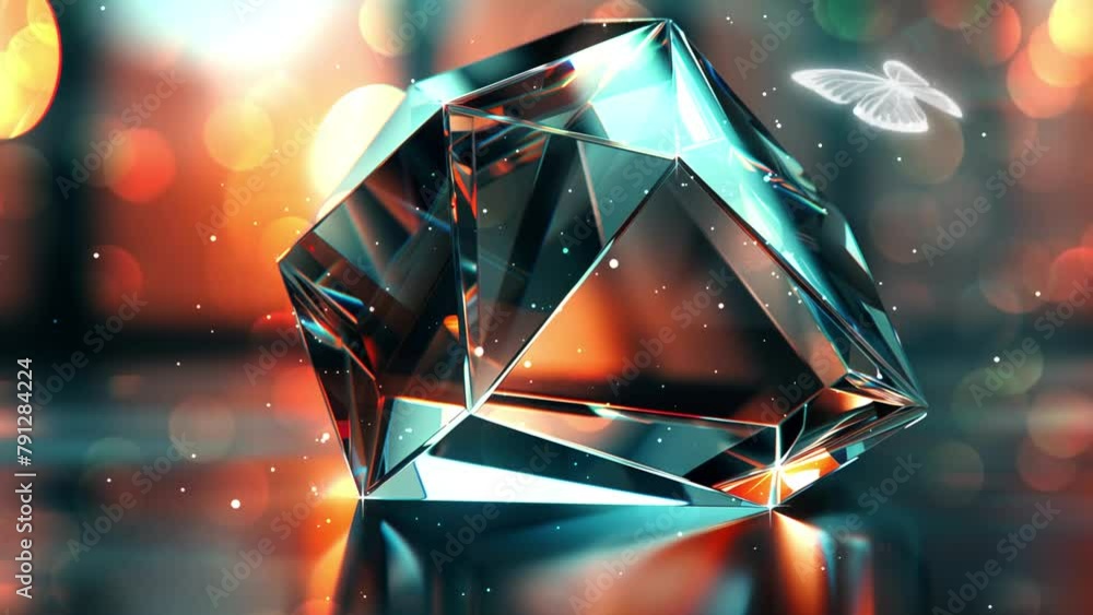 geometric background. realistic render of a symmetrical polyhedral ...