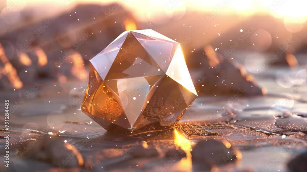 realistic render of a symmetrical octahedral shape. seamless looping ...