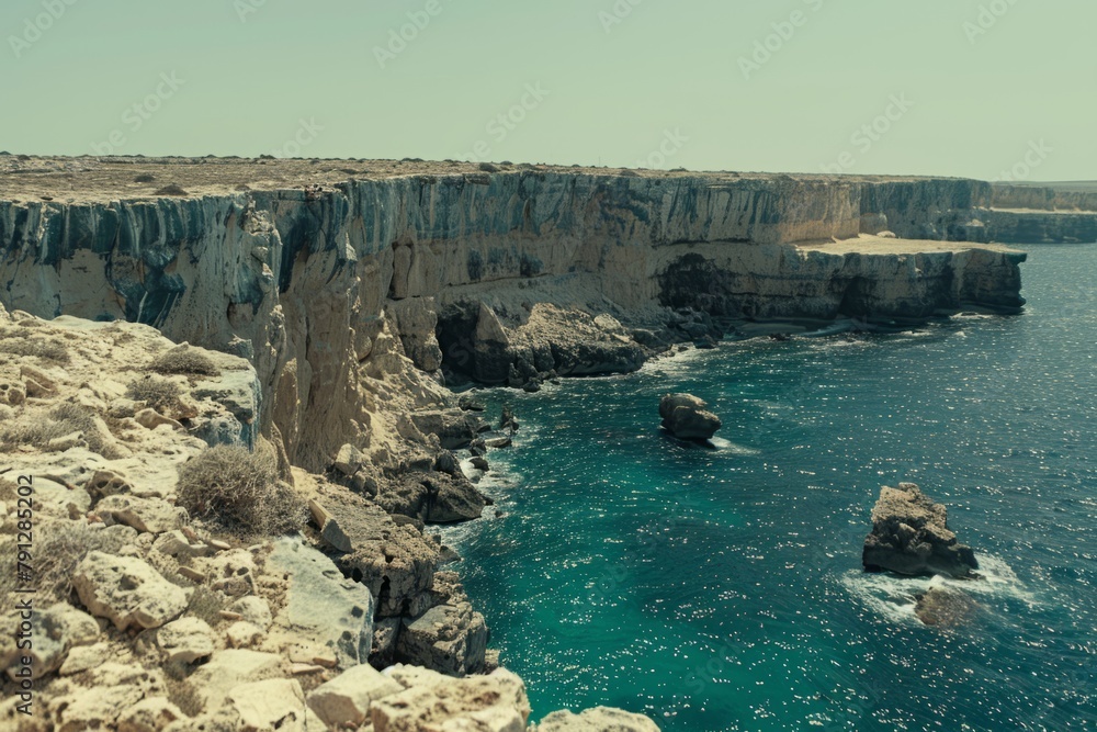 Beautiful greek coast cyprus seaside shore cliffs hiking nature ...