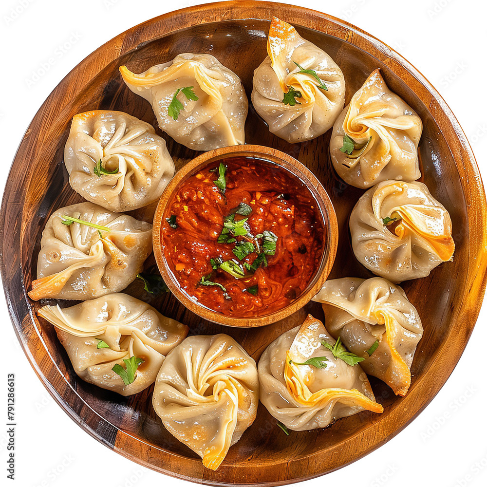 Nepalese traditional dumpling momos (steamed / fried) served with ...
