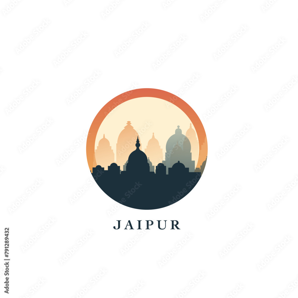 Jaipur cityscape, gradient vector badge, flat skyline logo, icon. India ...